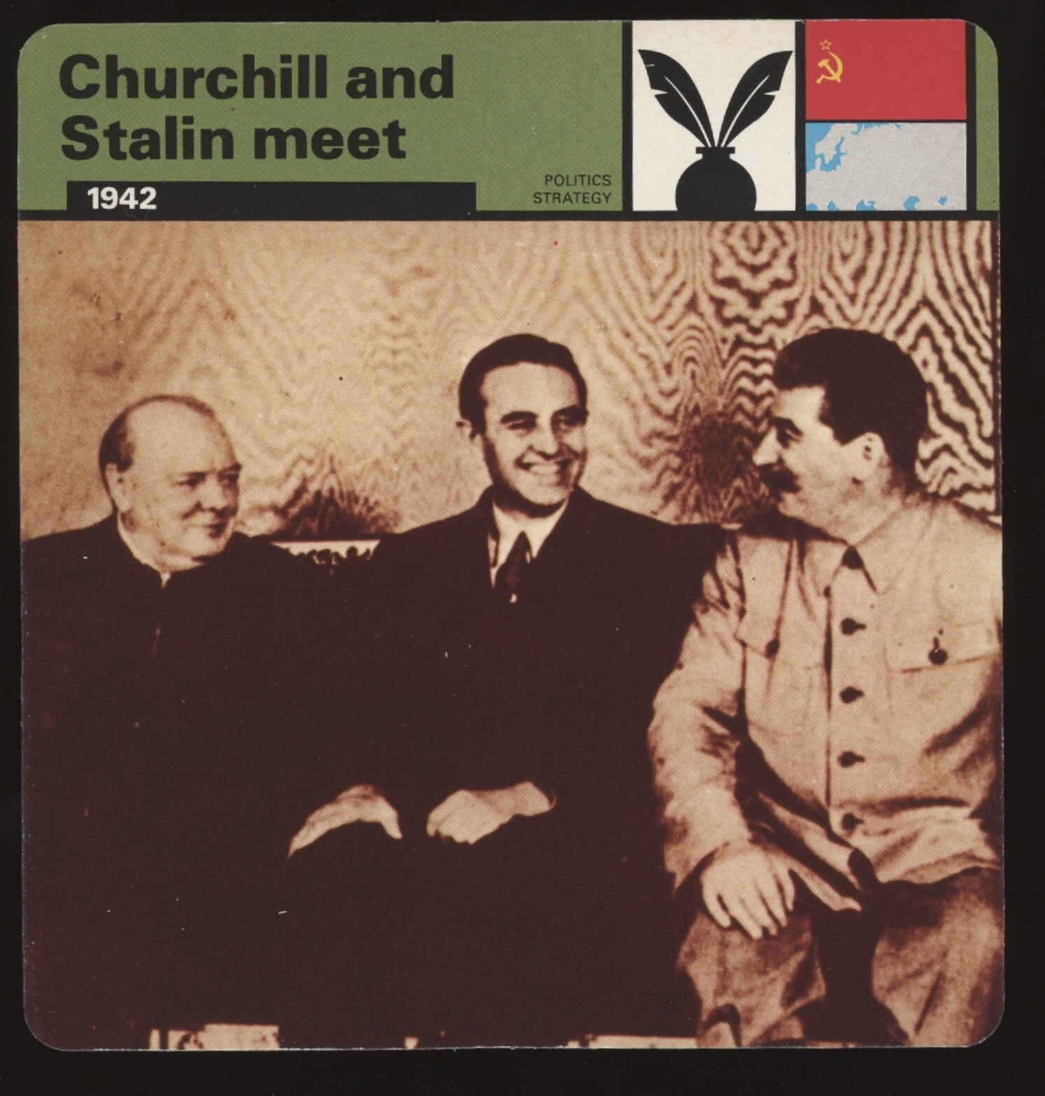 Churchill Stalin Meet Edito Service Card Second World War II Politics ...