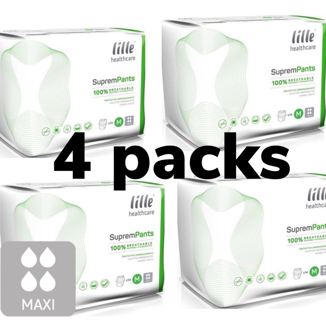 Lille Supreme Incontinence Pants Maxi Medium LSPU0221 - 4 Packs of 14 ...