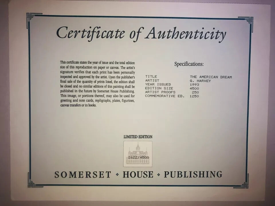 G. Harvey American Dream Print Signed, Number 2622 | eBay
