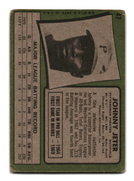 1971 Topps #47 Johnny Jeter | eBay