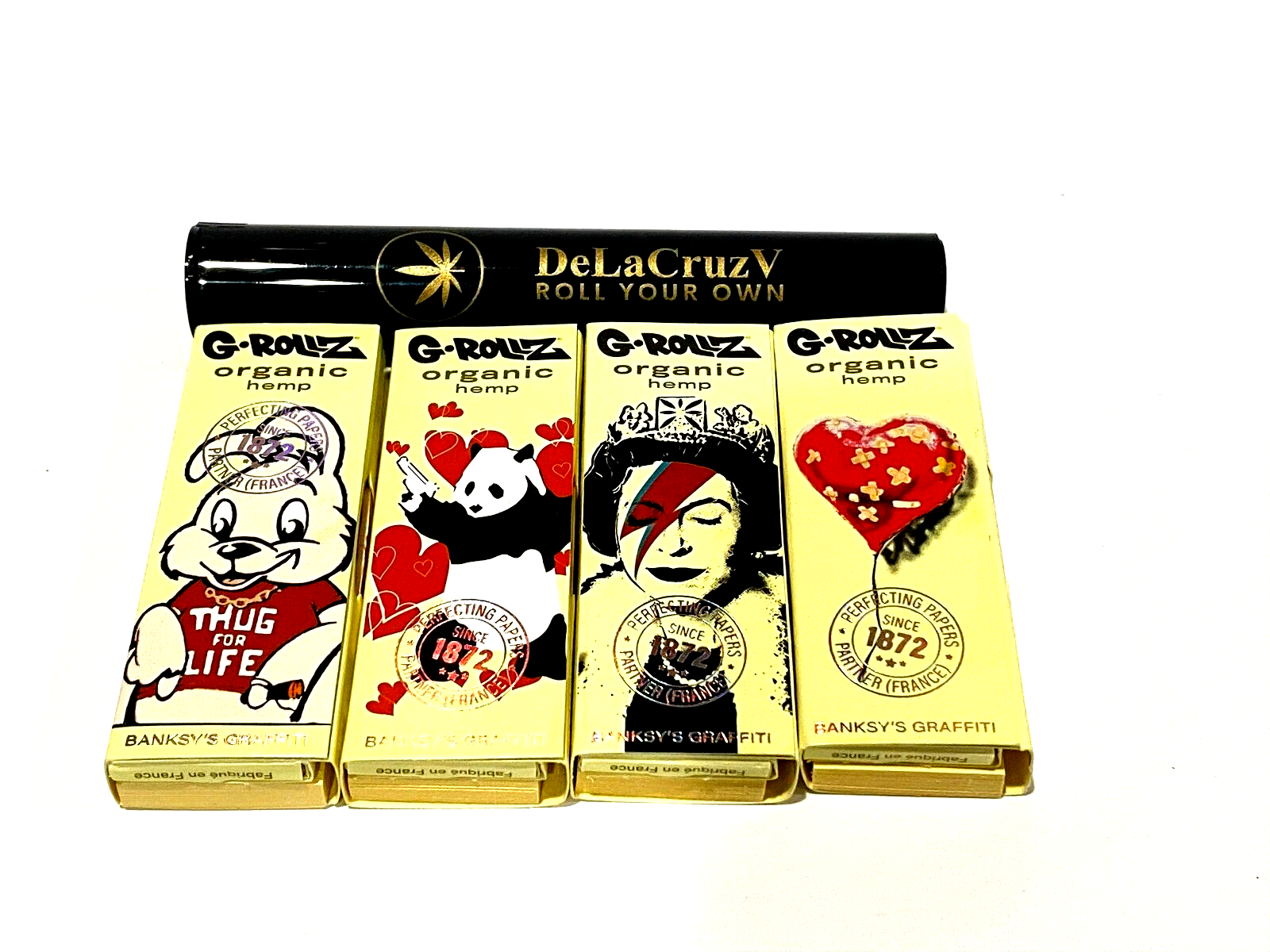 G-ROLLZ Organic Rolling Paper extra thin 1 1/4 Paper + tips Banksys ...