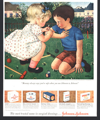 1951 JOHNSON & JOHNSON BAND AIDS GRD ILLUSTRATION VINTAGE PRINT AD | eBay