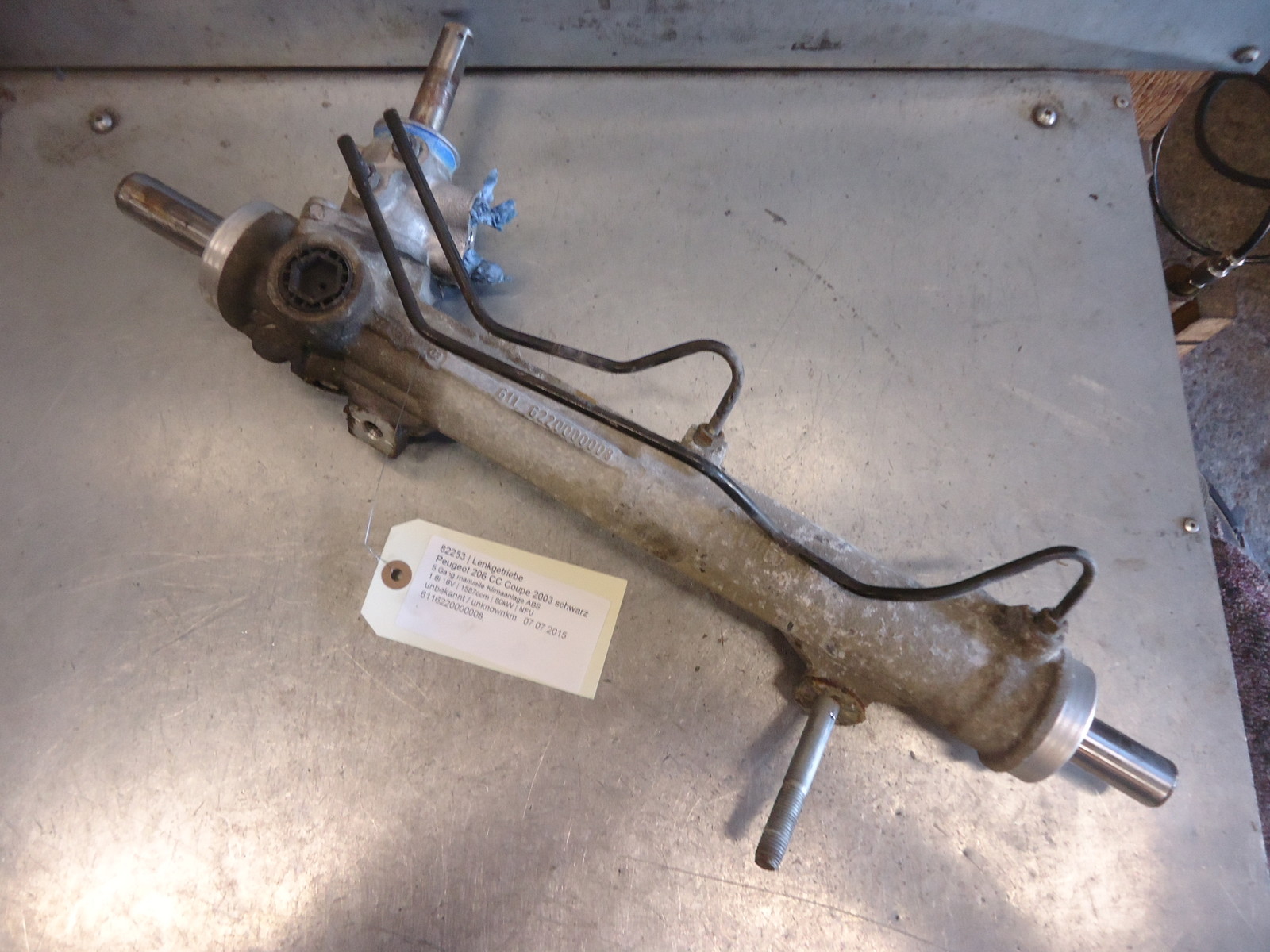 steering rack PAS Peugeot 206 CC 6116220000008 1.6i 16V 80kW NFU 82253 ...