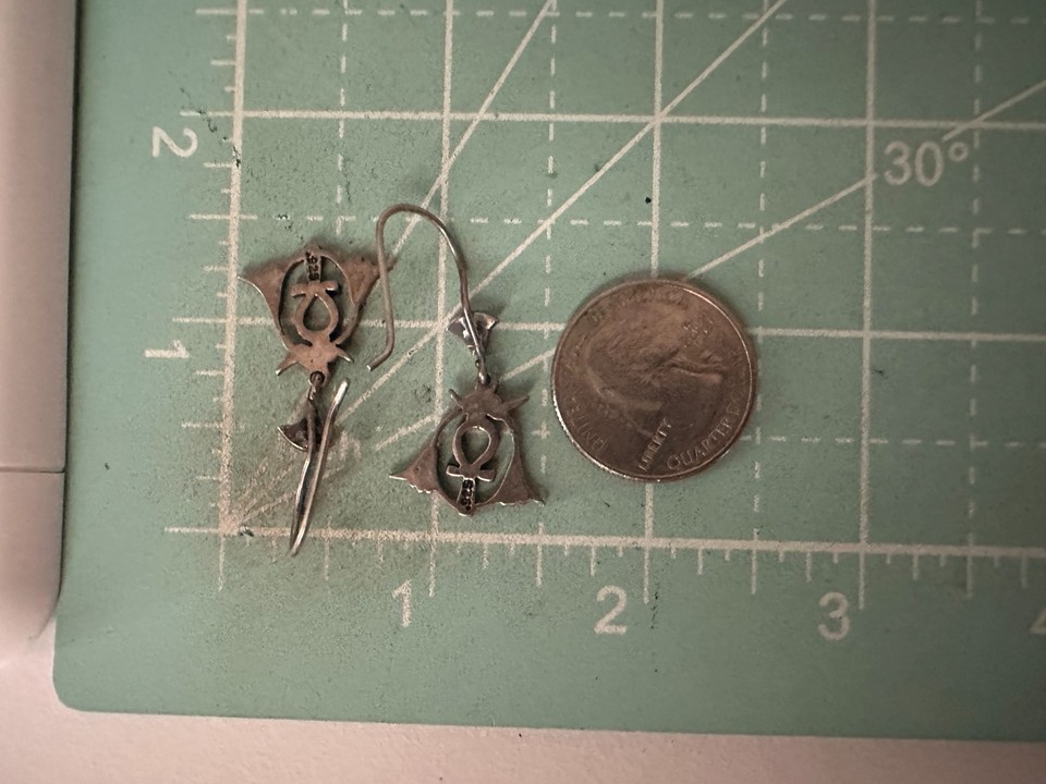 Vintage Earrings MARKED 925 STERLING SILVER Pierced Dangle Cross ...