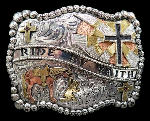 Ride By Faith Christian Cross Western Horse Religious Trophy Belt ...