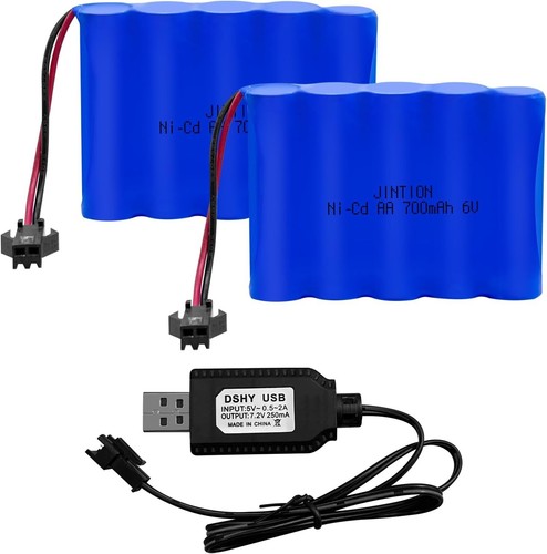 2 Pack 6.0V 700mAh Ni-CD AA Rechargeable Battery Pack SM2P Plug and 2 ...