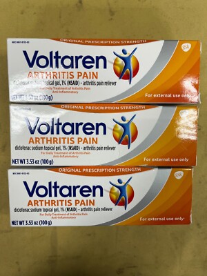 3 New Voltaren Arthritis Pain Reliever Gel - 3.53oz Tube Each Box Exp ...