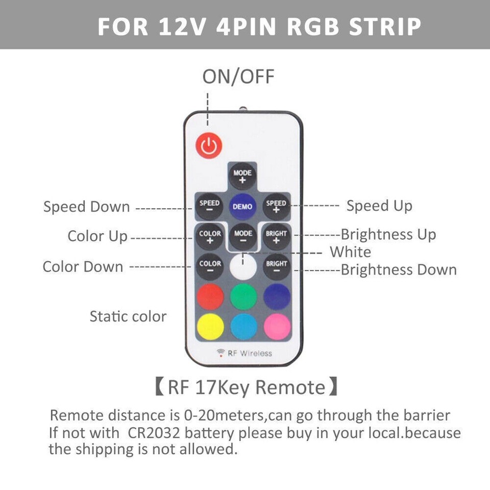 12V 4Pin SATA RGB LED Controller PC Computer Case strip Light RF Remote ...