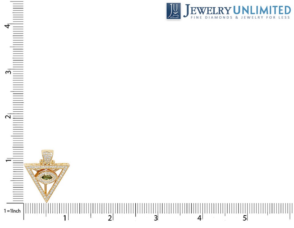 Unisex Evil Eye Triangle Real Diamond Pendant 11/20 CT 10K Yellow Gold ...