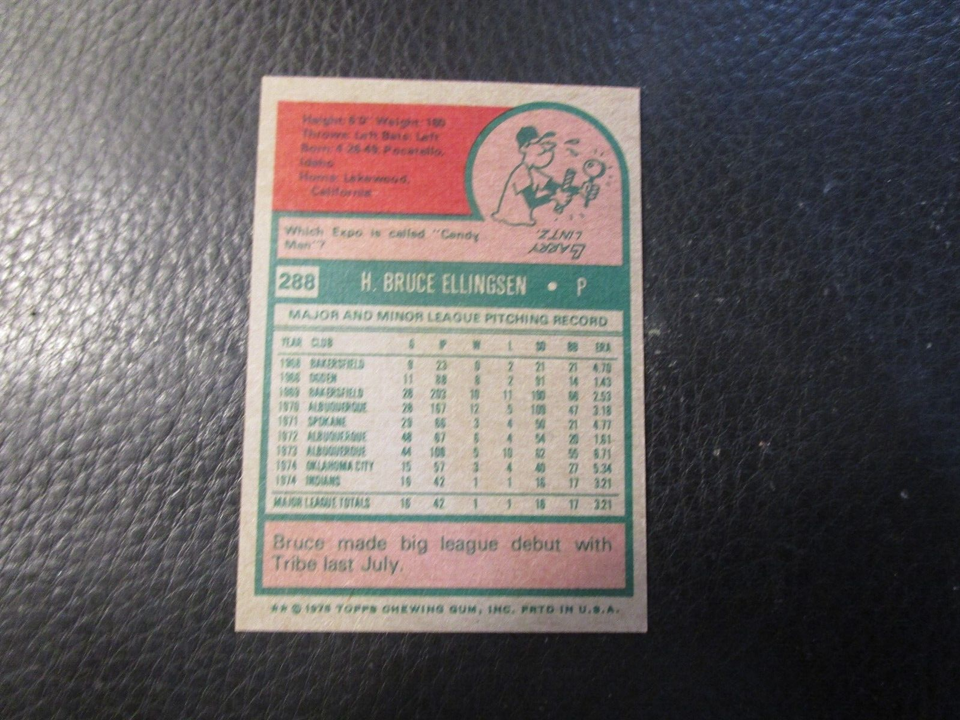 1975 TOPPS CARD#288 BRUCE ELLINGSEN INDIANS NM/MT+ | eBay
