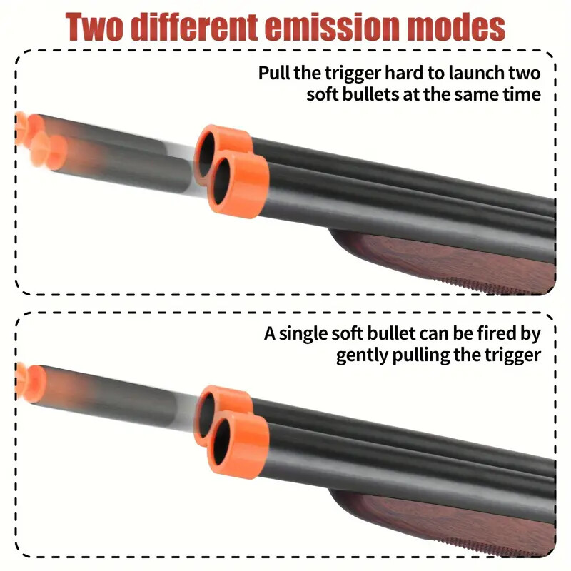 Double-Barreled Shotgun Soft Bullet Toy Gun -Realistic, Two-Mode, Gift ...