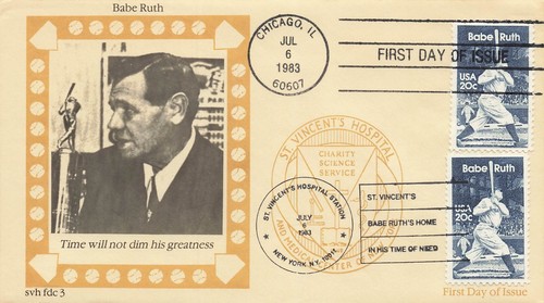 US 2046 FDC Babe Ruth St. Vincent's Hospital #3 Advertising Cover | eBay