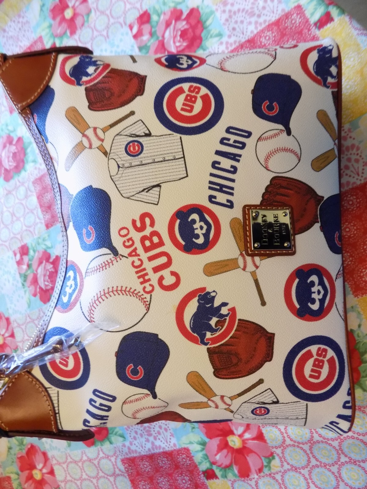 NWT White Multi Colored Dooney And Bourke Chicago Cubs Hobo Bag ...
