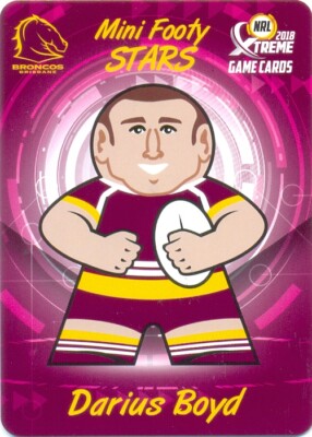 2018 NRL Xtreme Mini Footy Stars Cards Darius Boyd - Brisbane Broncos ...