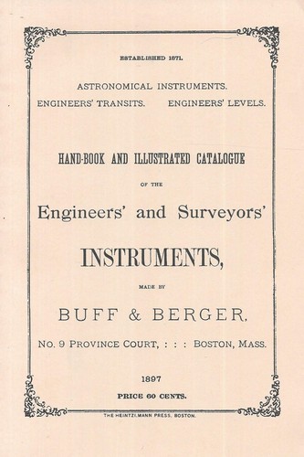 1897 BUFF & BERGER ENGINEERS' & SURVEYORS' INSTRUMENTS CATALOG | eBay