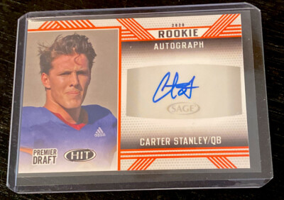 2020 Sage Hit Premier Draft Carter Stanley RC Autograph #A16 Kansas ...