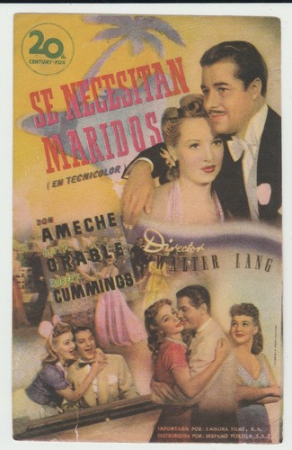 Moon Over Miami 1941 Spanish Movie Herald - Don Ameche, Betty Grable | eBay
