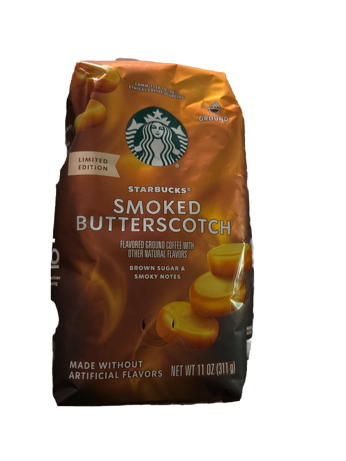 Starbucks SMOKED BUTTERSCOTCH Medium Ground Coffee Brown Sugar Smokey ...