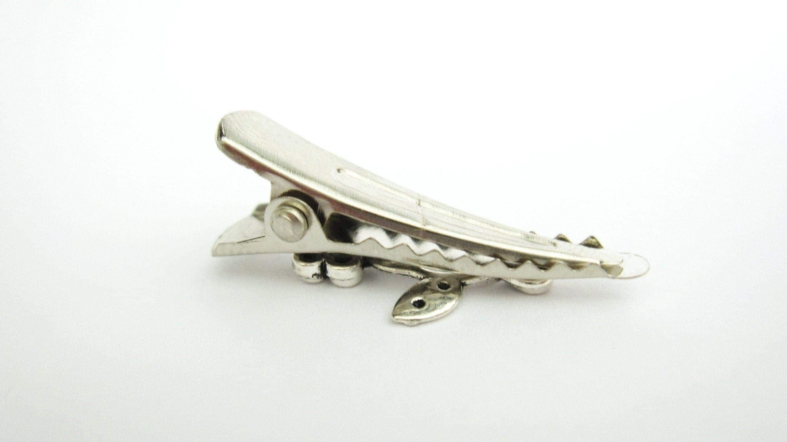 Set of 2 extra tiny small silver metal flower alligator hair clip for ...