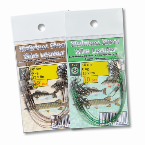 10pcs 16cm Wire Trace Spinning Pike Perch Zander Sea Fishing Nylon ...