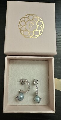 It’s Pearl Time Natalia Sterling Sliver 925 Hoop Pearl Earrings New | eBay