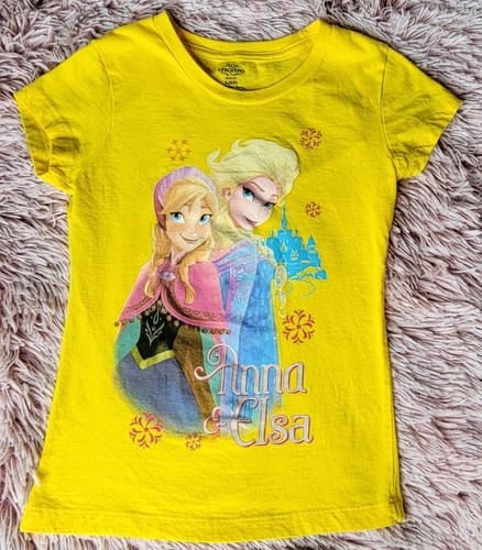 Disney Frozen Girls Yellow Elsa And Anna T-Shirt Size L(6X) | eBay
