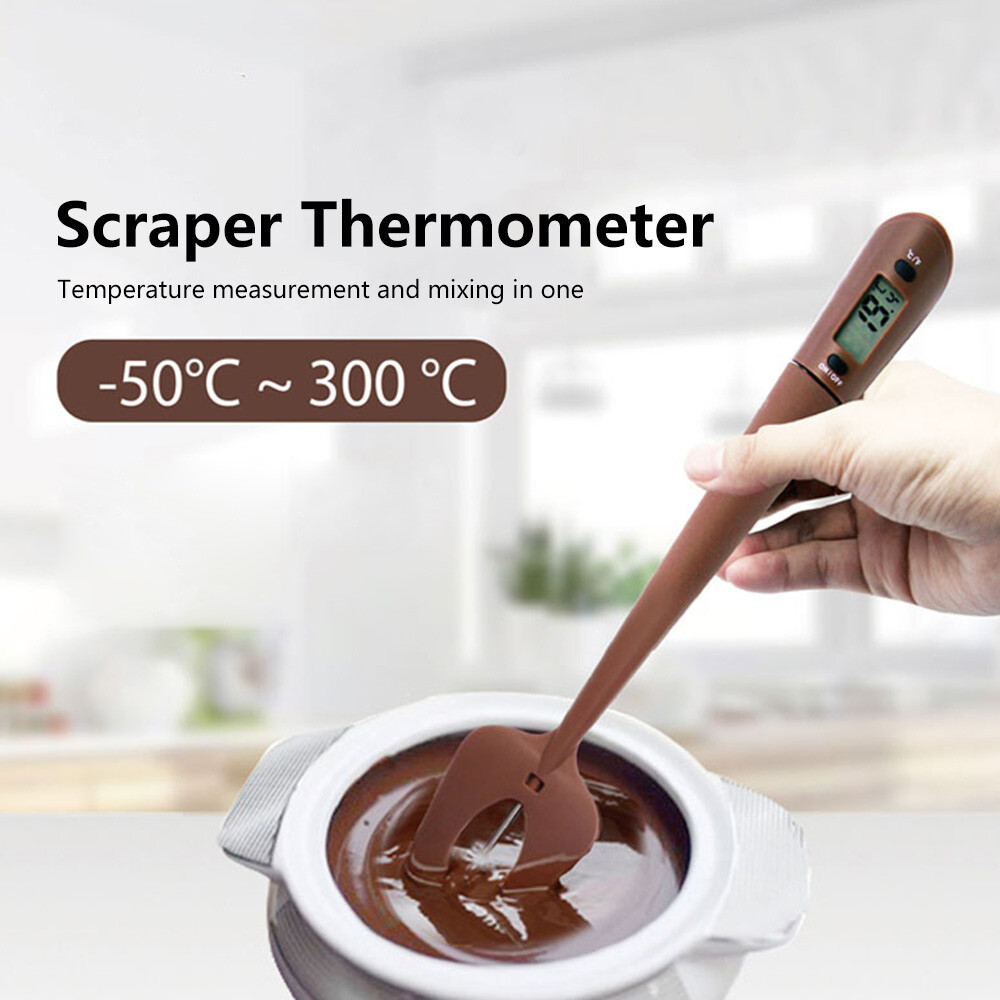 Digital LCD Silicon Scraper Thermometer Instant Read Meat Thermometer ...