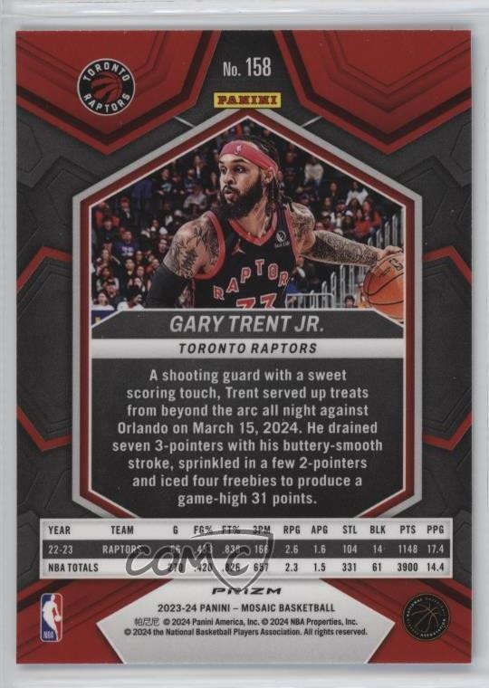 2023-24 Panini Mosaic Reactive Blue Mosaic Prizm Gary Trent Jr #158 0c4 ...
