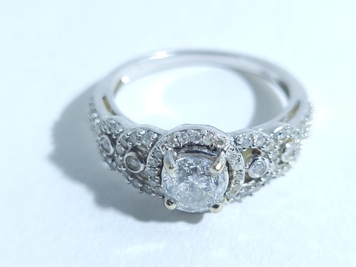14K White Gold Diamond Engagement Ring 1.05 CTW Round Brilliant Halo ...