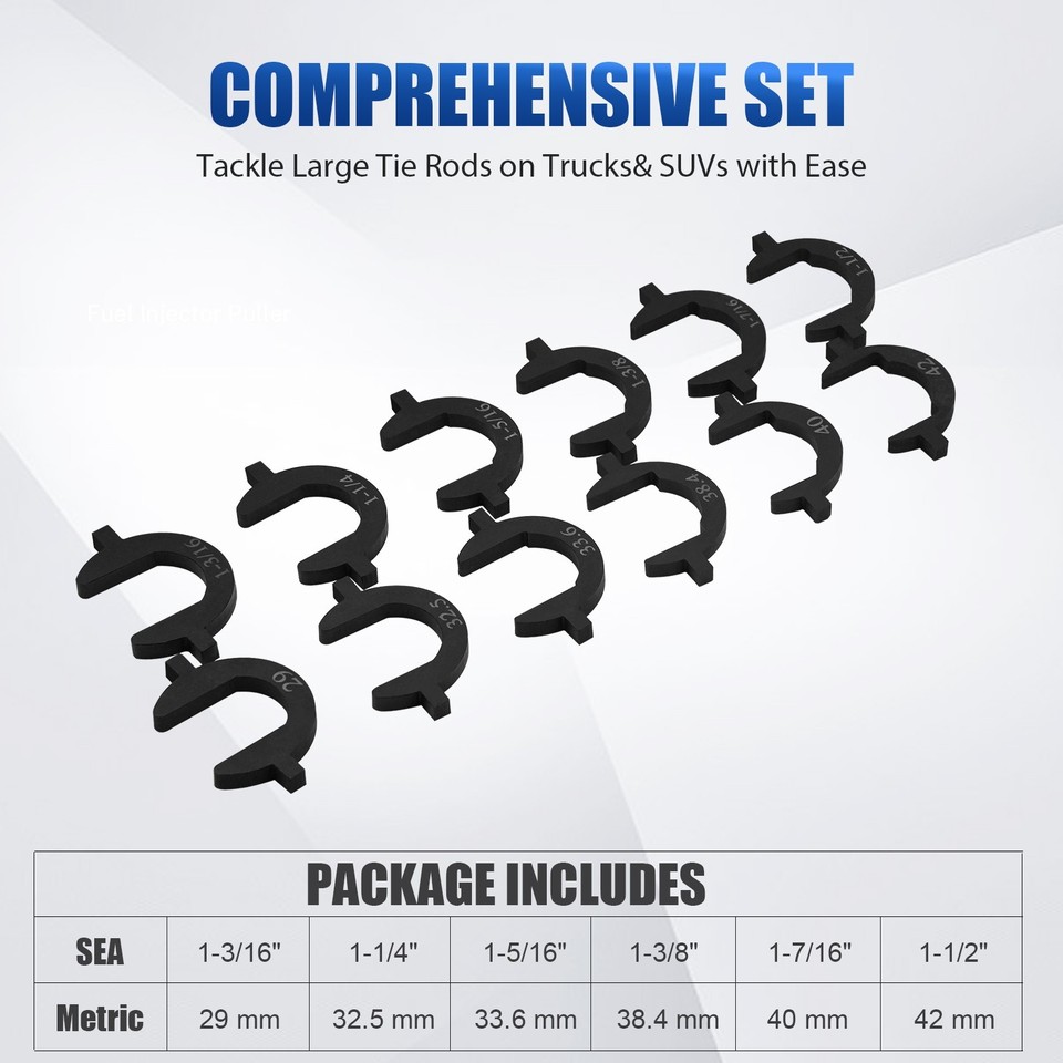 Kuntech 13PC Auto Inner Tie Rod Removal Tool w/12 SAE & Metric Crowfoot ...