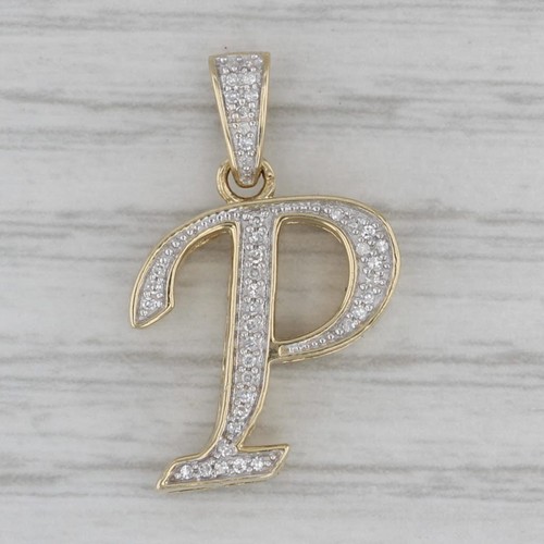 Diamond Letter Initial "P" Pendant 10k Yellow Gold | eBay