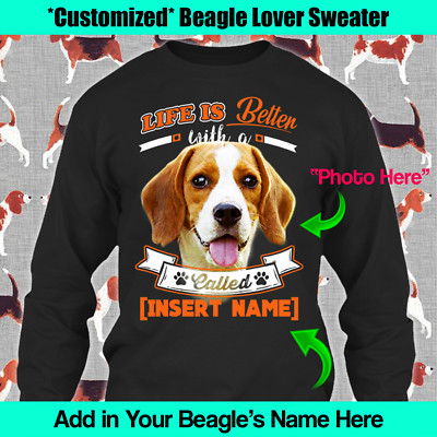 Personalized Beagle Dog Sweater Long Sleeve Life Better Women Dad Mom ...