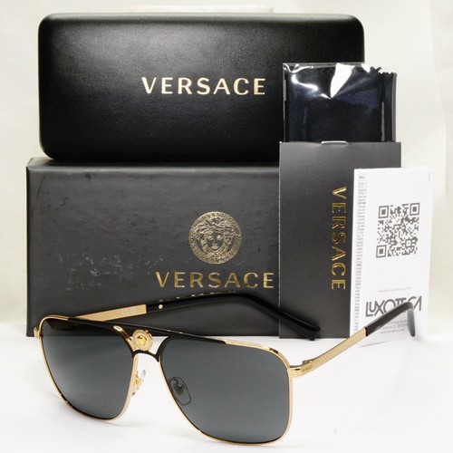 Versace Sunglasses Gold Black Medusa Square Metal MOD 2238 1436/87 | eBay