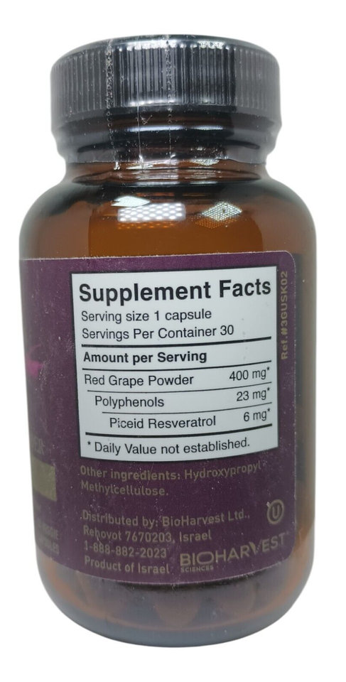 Vinia Red Grape Powder Rapid Absorbtion Piceid Resveratrol 30 Veggie ...