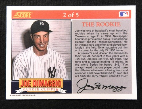 1992 Score #2 Joe DiMaggio The Rookie Baseball Card | eBay