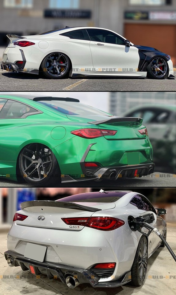 For 2017-2022 Infiniti Q60 Carbon Fiber Rear Bumper Side Corner Spat ...