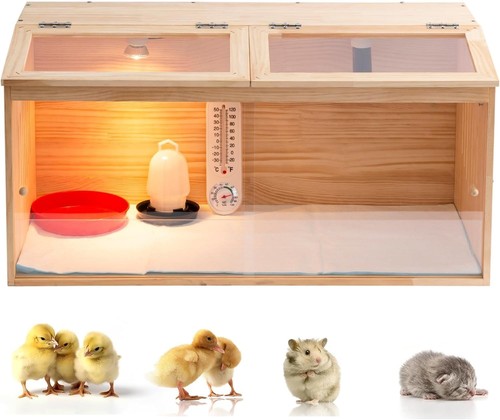 Large Wooden Chicken Brooder with Bulb Set and Thermometer - Brooder ...