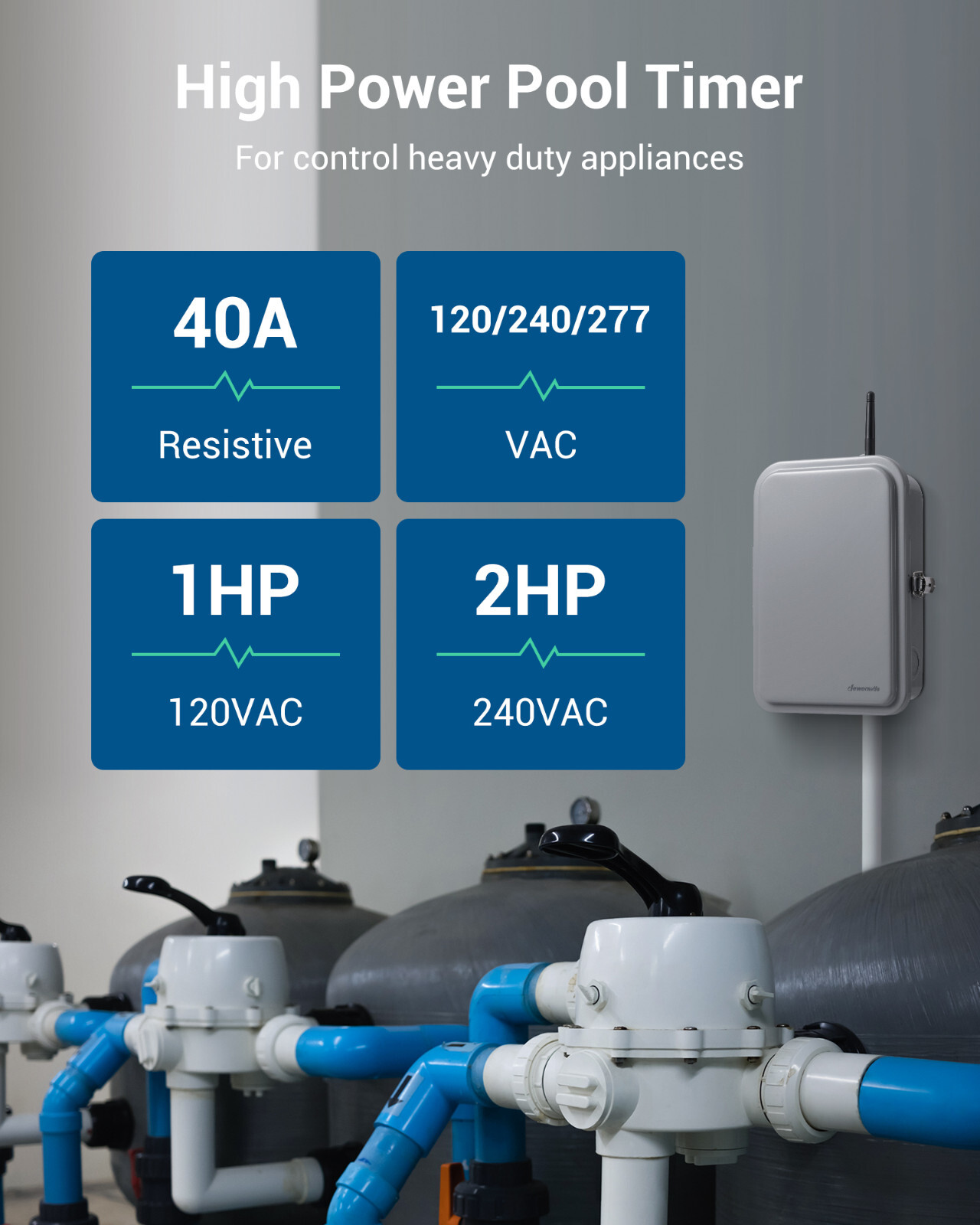 DEWENWILS Smart Pool Pump Timer Outdoor Heavy Duty WiFi Programmable ...