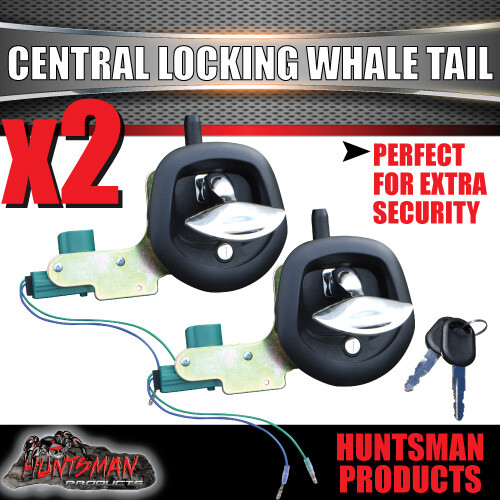 2x 12 Volt Power Operated Black Whale Tail T Handle Lock. Trailer ...