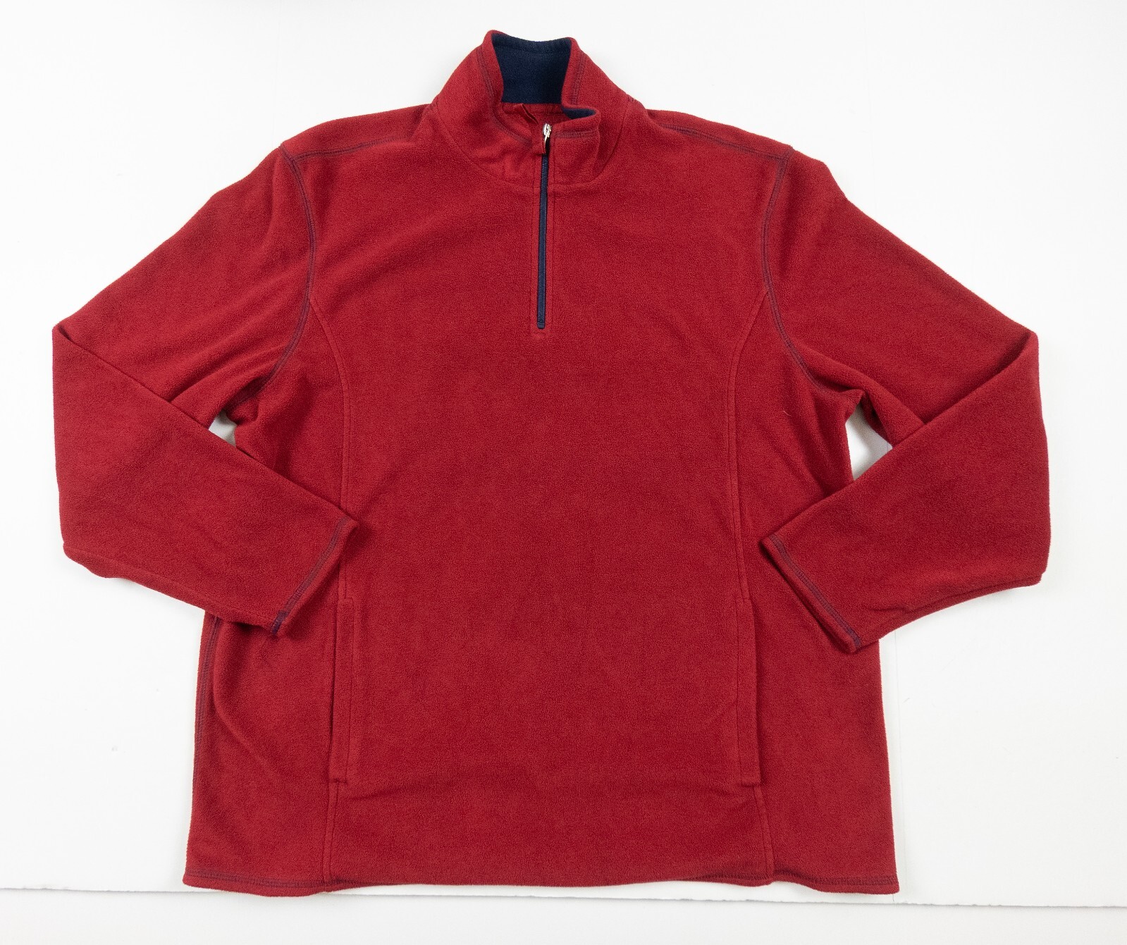 Club Room Sweater Men's XLarge Red Quarter Zip Fleece Pullover Long ...