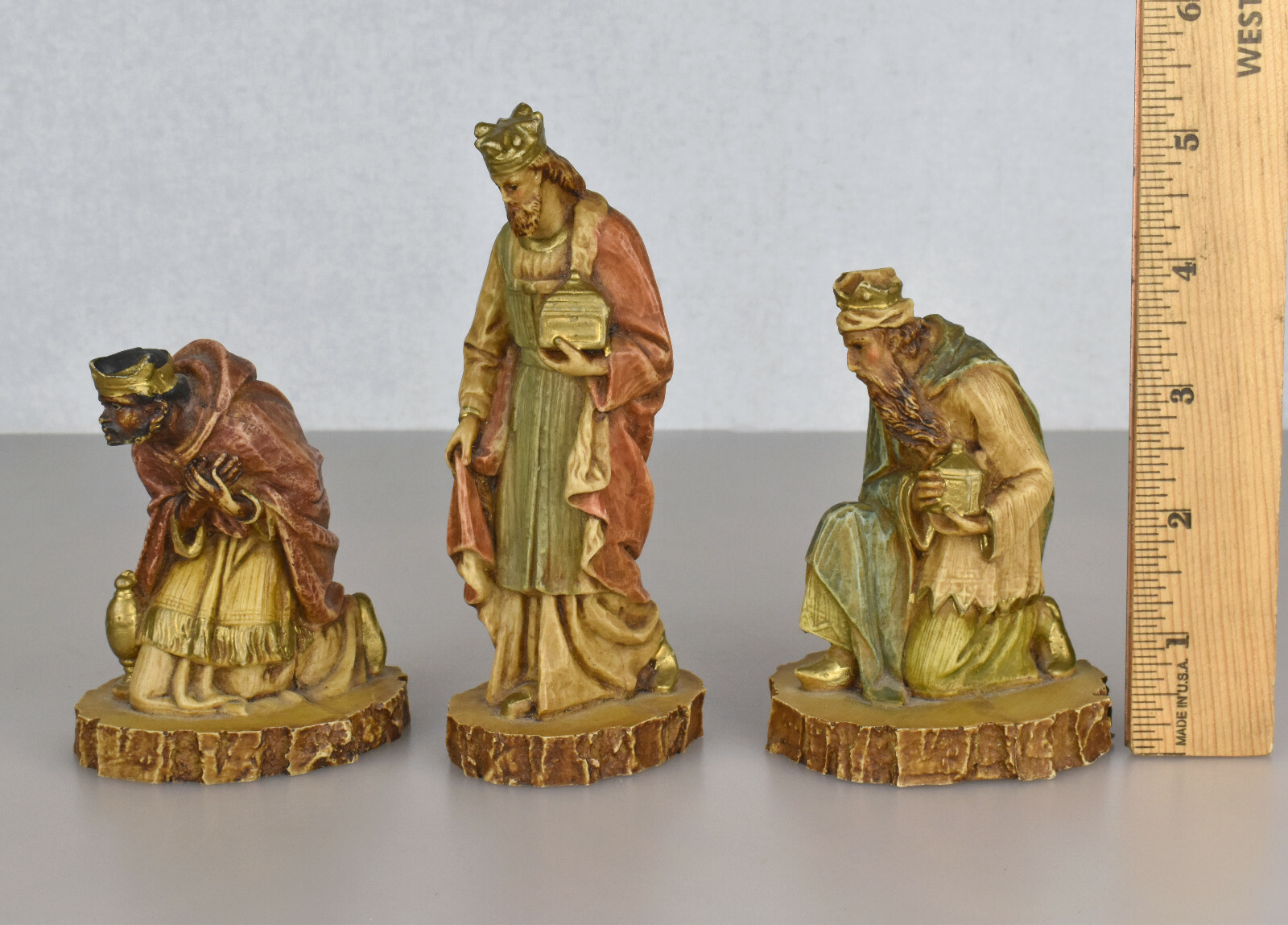 VTG 10 Piece Christmas Nativity Set RR Roman Made in Italy Rustic Solid ...