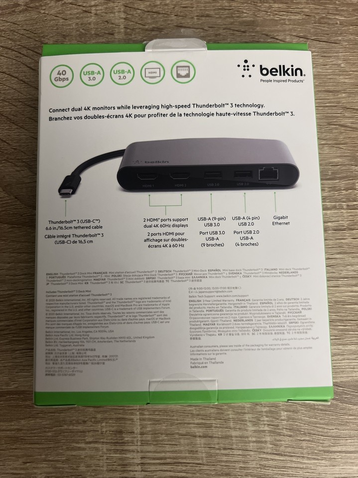 Belkin Thunderbolt 3 Dock Mini HD With Thunderbolt 3 Cable - Usb C Hub ...
