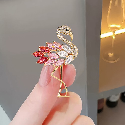 Fashion Flamingo Crystal Brooches Pins For Women Coat Jewelry Party ...