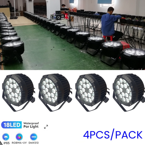 4X IP65 Waterproof LED Par Light 18x15W RGBWA+UV Show Stage Lights DJ ...