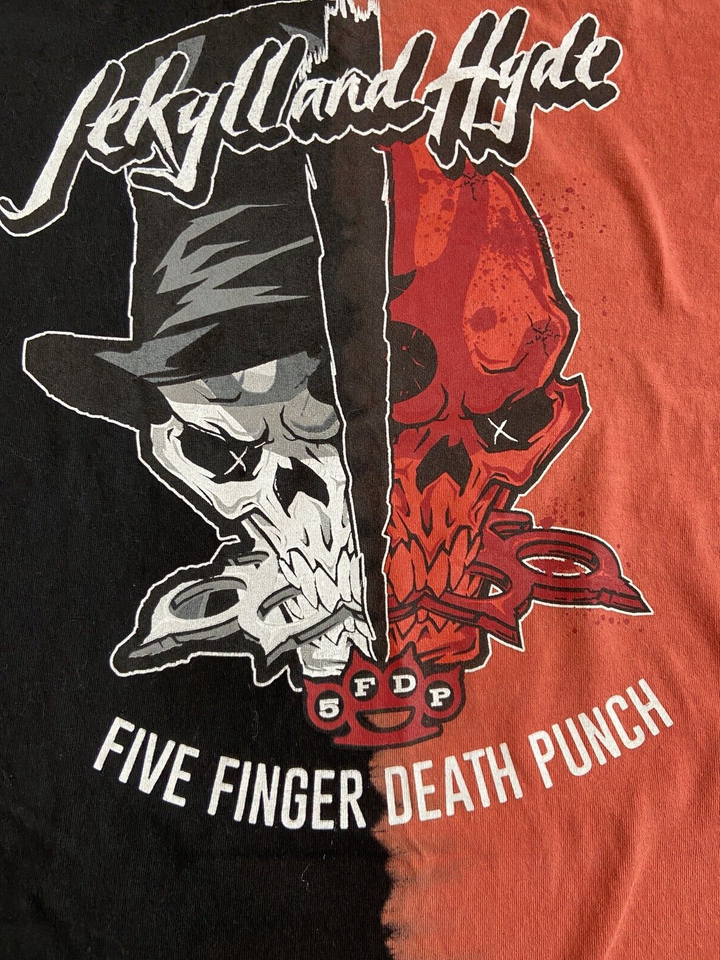 Five Finger Death Punch Black Orange Split Jekyll and Hyde 5FDP Men's ...