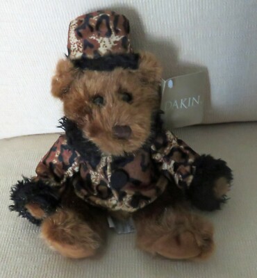 Dakin 10" Plush Bear in a Leopard Design Velour Jacket & Hat w/Black ...