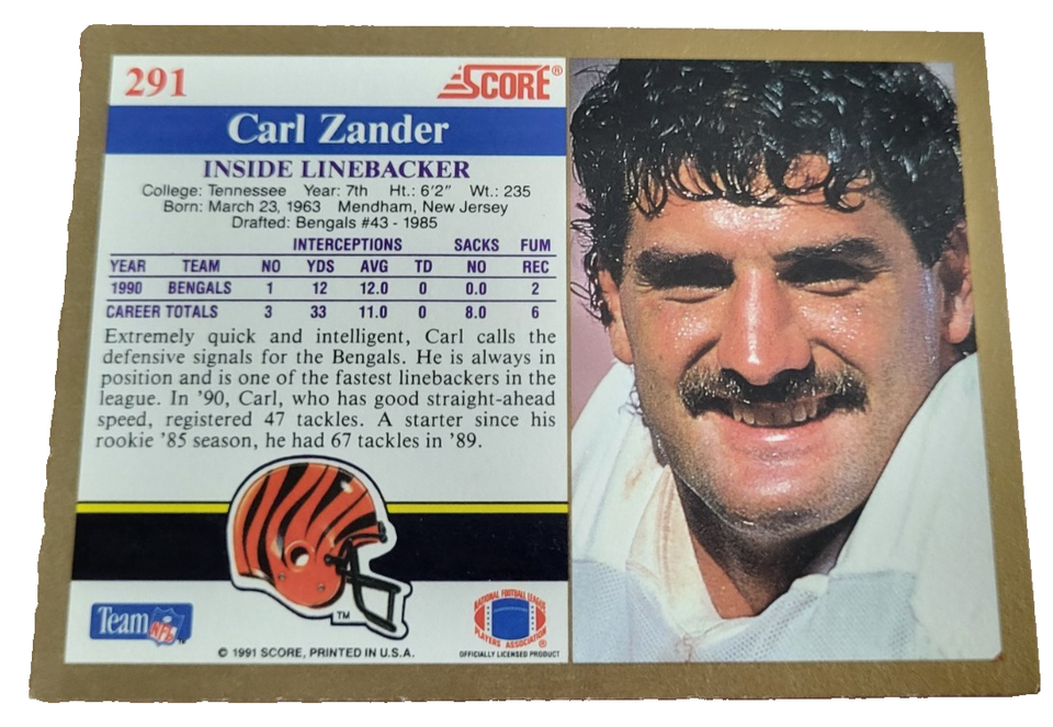 1991 Score #291 Carl Zander Cincinnati Bengals NFL Football Card (D1 | eBay