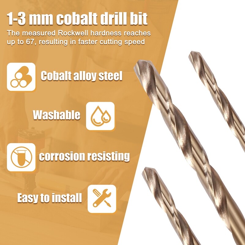 50Pcs Drillforce Tools M35 Drill Bit Set,Hss-Co Drill Set 1-3Mm,For5694 ...