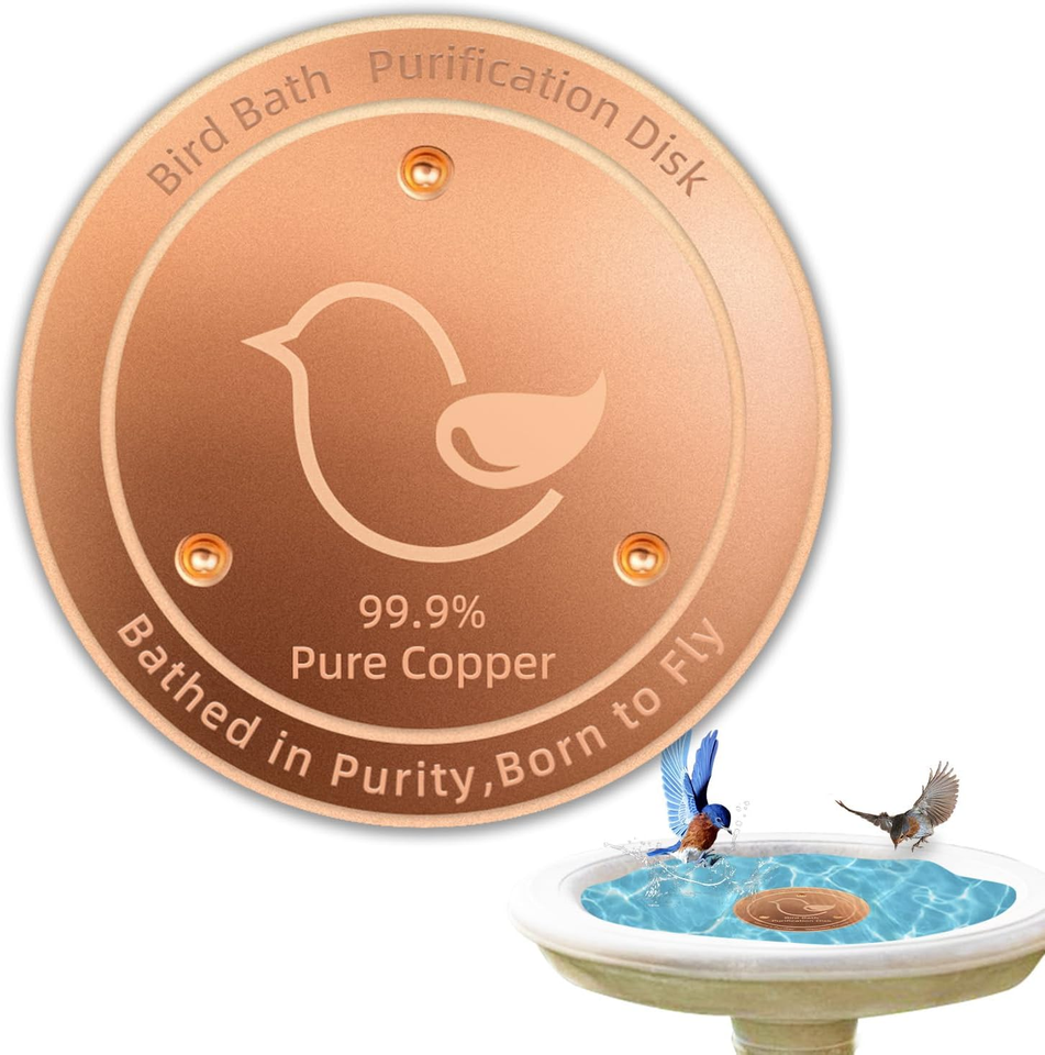 Bird Bath Copper Disk, 4.2" Large Surface Area, Covers 20% More Water ...