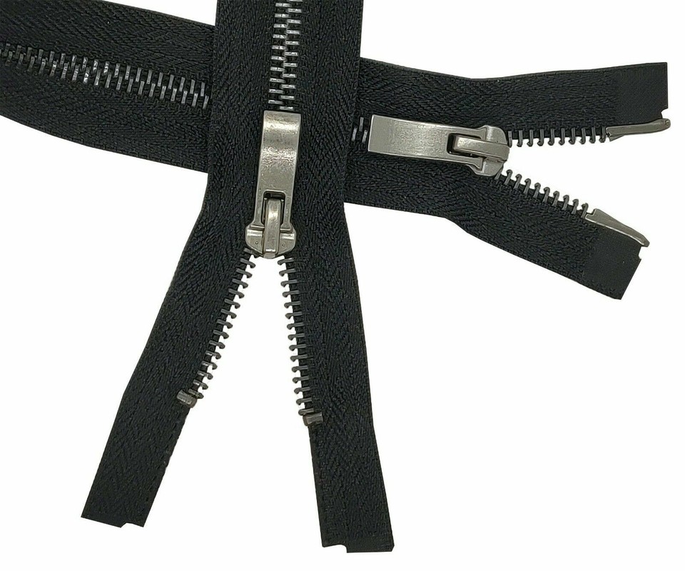 2 Way METAL Zip Open End Black Fastener Size #5 Black Nickel Teeth ...